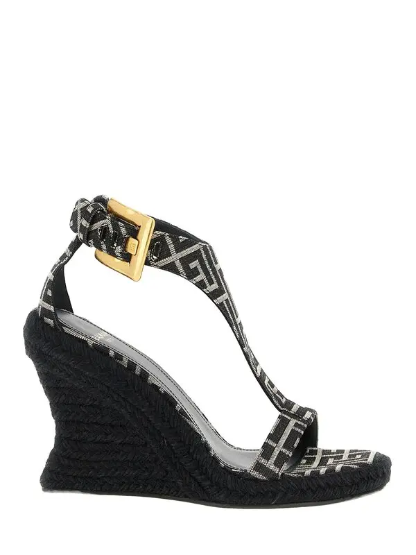 Balmain Monogram Jacquard Espadrilles - Black