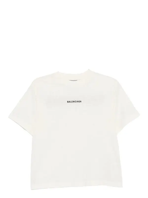 Balenciaga Off-white Cotton Blend Short Sleeve T-shirt - Cream