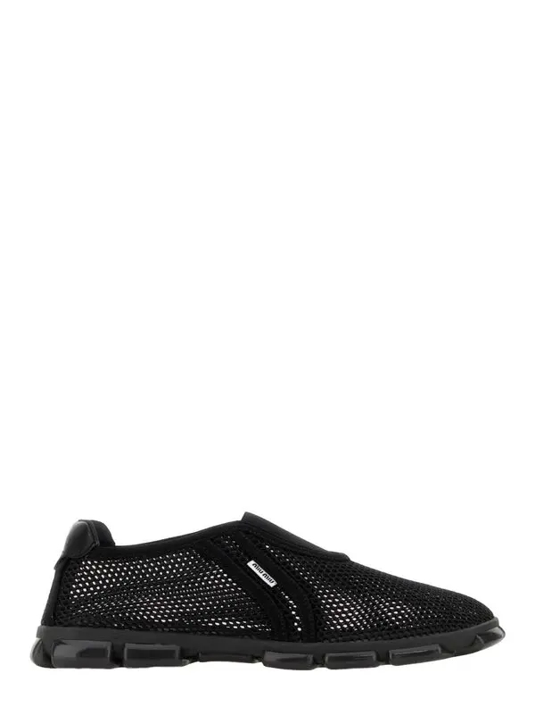 Miu Miu Mesh And Leather Detail Sneakers - Black