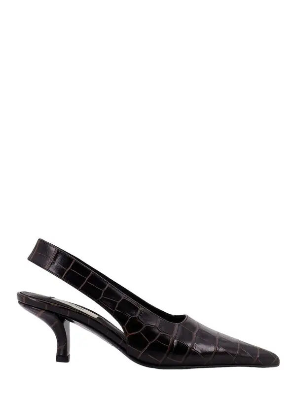 TOTEME Embossed Croc Print Leather Slingback Pumps - Brown