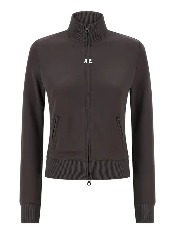 COURREGES Tracksuit Sweatshirt With High Neck And Zip Closure - Gray