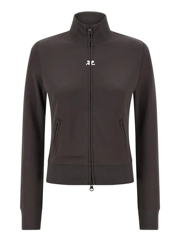 COURREGES Tracksuit Sweatshirt With High Neck And Zip Closure - Gray