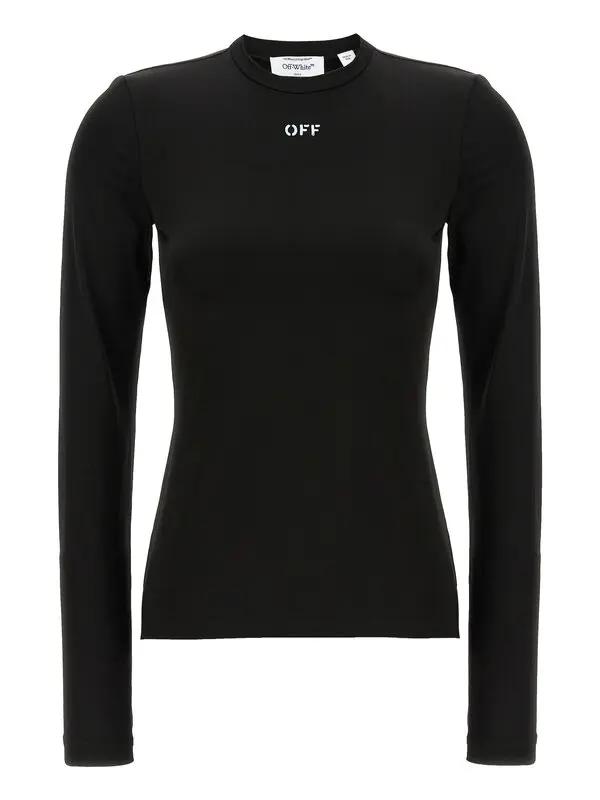 Off-White Second Skin" Tech Fabric Sweater With Front "off Stamp" Print - Black