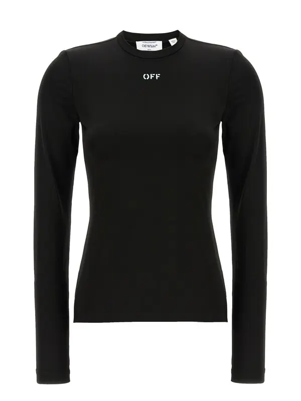 Off-White Second Skin" Tech Fabric Sweater With Front "off Stamp" Print - Black