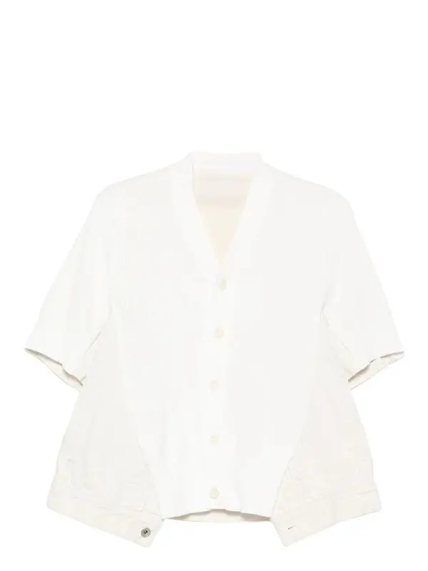 Sacai Neutrals V-neck Short Sleeve Cardigan - Cream