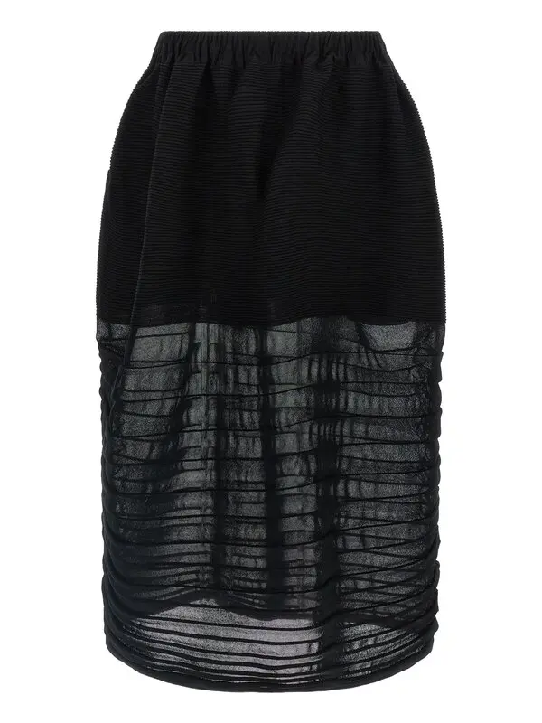 Issey Miyake Moving Knit Bell Silhouette Midi Skirt - Black