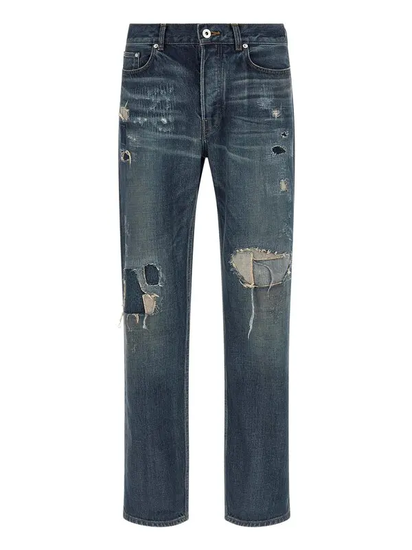 JW Anderson Japanese Denim Jeans With Distressed Details - Blue