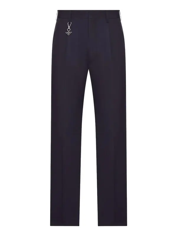 Prada Tailored Trousers With Charm Detail - Blue
