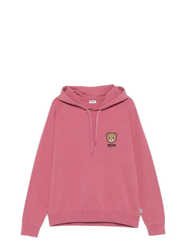 Moschino Bear Motif Hooded Cotton Blend Hoodie - Pink