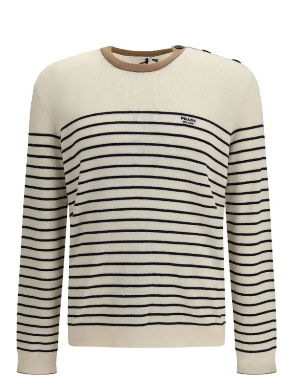 Prada Striped Fine Knit Pullover - Cream