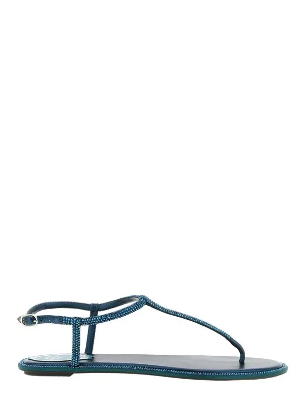 Rene Caovilla Diana' Embellished Flat Leather Thong Sandals - Green