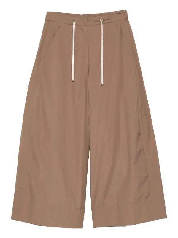 Max Mara Wide Leg Cotton Palazzo Pants - Brown