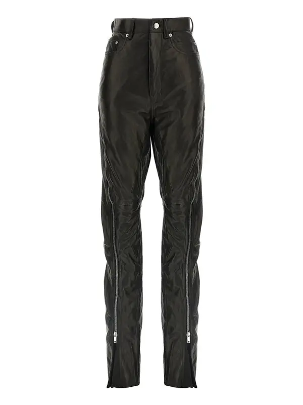 Rick Owens Bolan Banana Leather Pants - Black