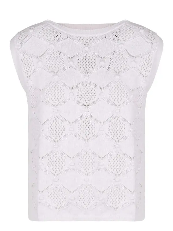 Max Mara Sleeveless Round Neck Top - White