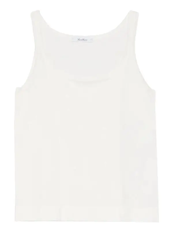 Max Mara Sleeveless Ribbed Square Neck Top - White