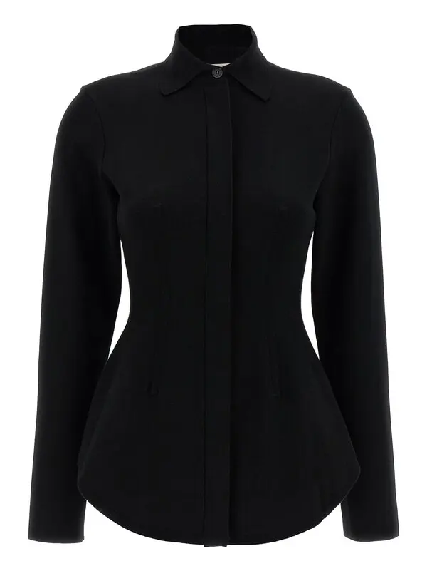 Sportmax Baffo1234 Stretch Viscose Knit Shirt - Black