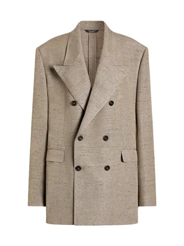 Dolce & Gabbana Beige Double-breasted Oversized Jacket - Cream
