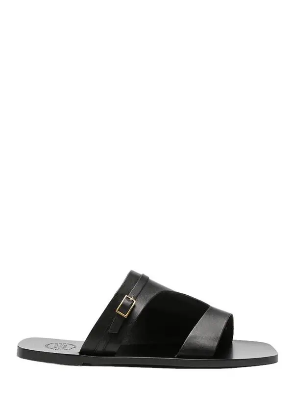 ATP ATELIER Leather Slip-on Sandals With Buckle Embellishment - Black