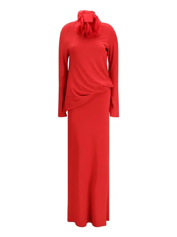 Magda Butrym Long Open-back Dress With High Neck - Red