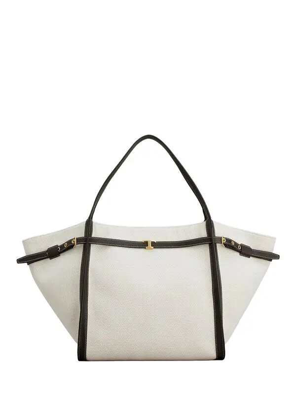 TOD'S Tim Canvas And Leather Medium Shopping Bag - Multicolor