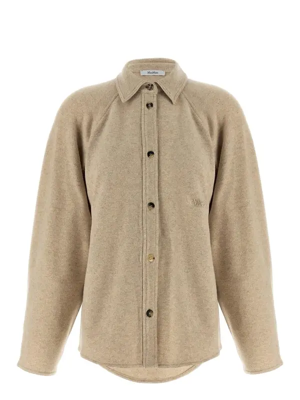 Max Mara Ceci Mélange Stretch Cashmere Flannel Overshirt - Cream