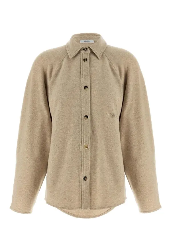 Max Mara Ceci Mélange Stretch Cashmere Flannel Overshirt - Cream