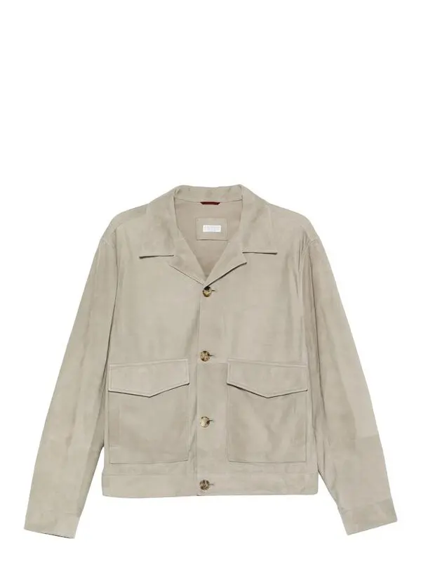 Brunello Cucinelli Suede Shirt Jacket - Cream