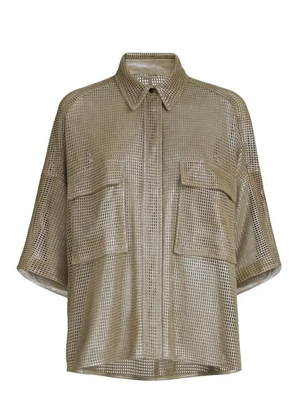 Brunello Cucinelli Classic Collar Short Sleeve Shirt - Green