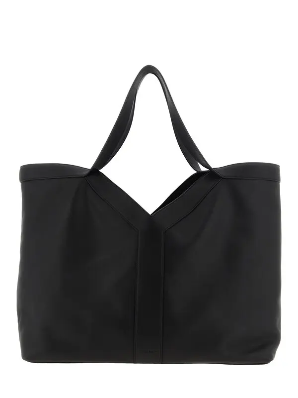 Saint Laurent Large Y Shopping Bag In Hammered Leather - Black