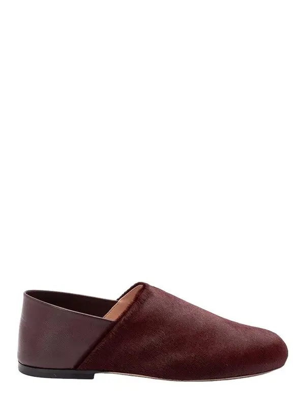 Alberta Ferretti Burgundy Slip-on Calf Leather Flats - Multicolor