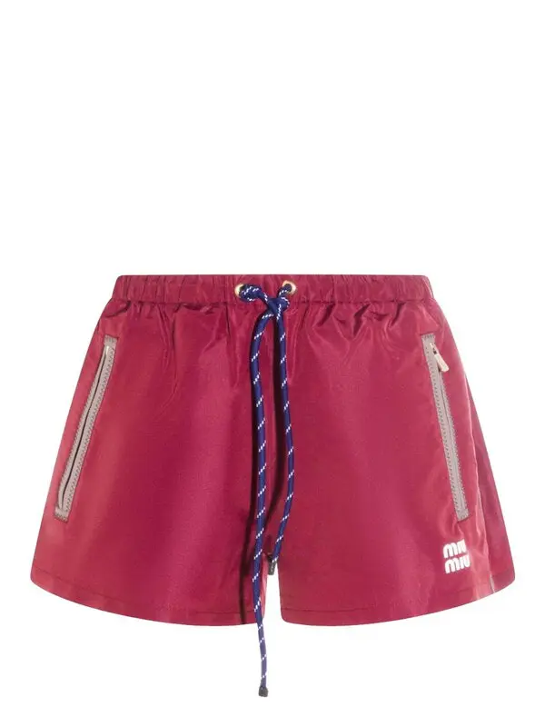 Miu Miu Burgundy Drawstring Shorts - Red