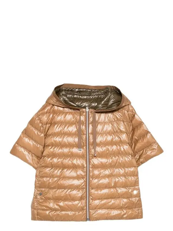 Herno Short Sleeved Puffer Jacket With Hood - Cream