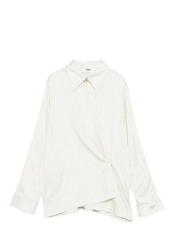 Fendi Silk Striped Wrap Shirt - Multicolor