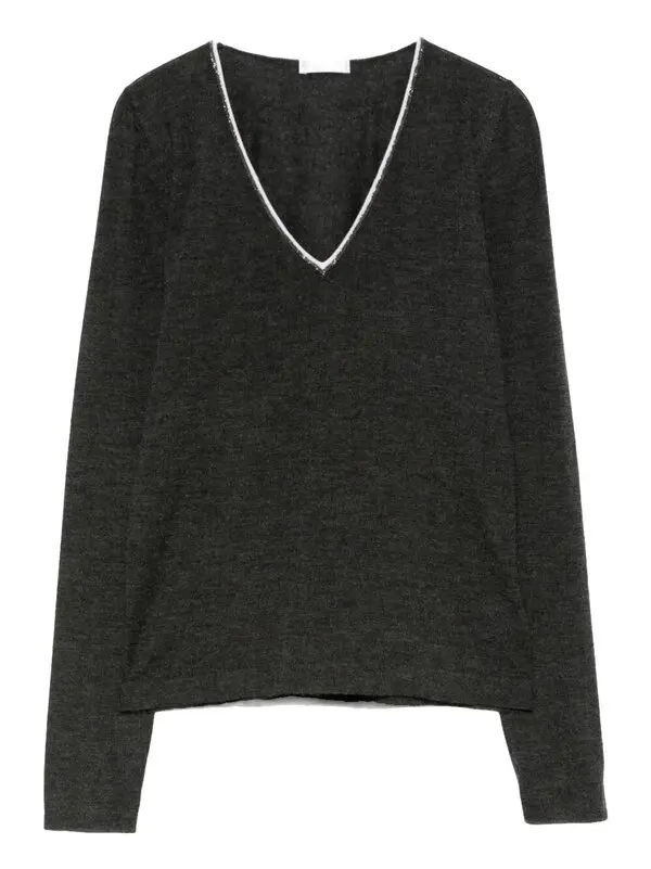Brunello Cucinelli Cashmere V-neck Long-sleeve Sweater - Multicolor