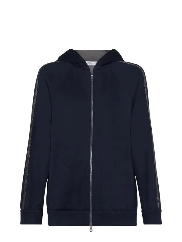 Brunello Cucinelli Cotton Hooded Sweatshirt With Striped Detailing - Multicolor