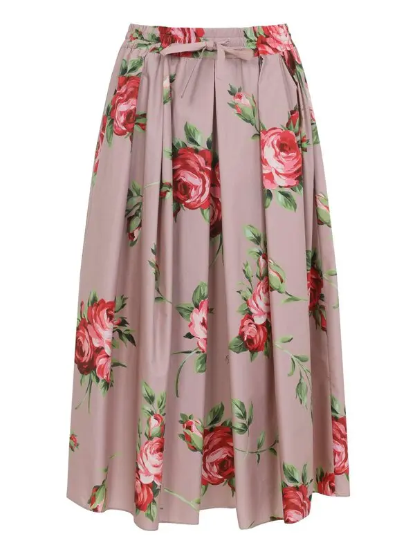 Dolce & Gabbana Floral Print Cotton Midi Skirt - Multicolor