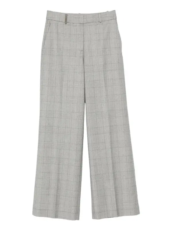 Peserico Wool Plaid Wide Leg Pants - Multicolor