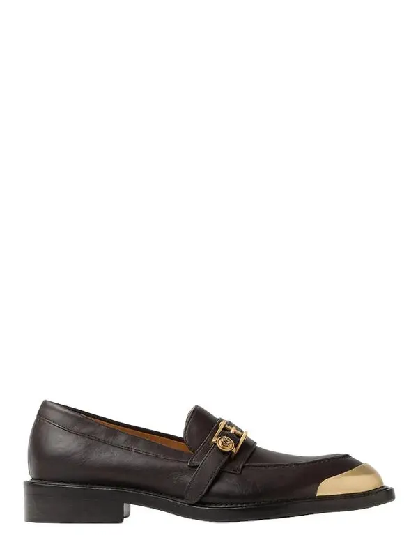 Versace Primo Leather Loafers With Medusa Hardware - Brown