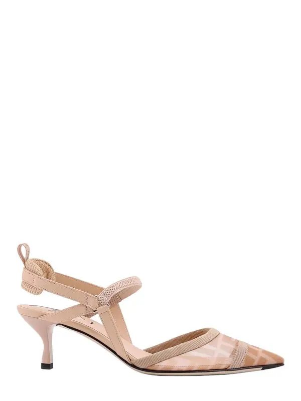 Fendi Colibrì Leather And Mesh Slingback With Ff Motif - Multicolor
