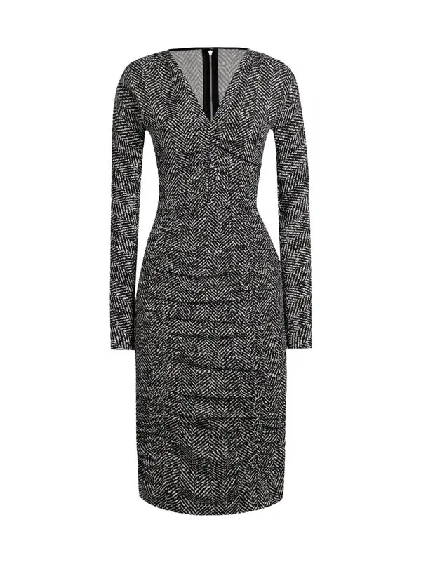 Dolce & Gabbana Chevron Ruched Silk Dress - Multicolor