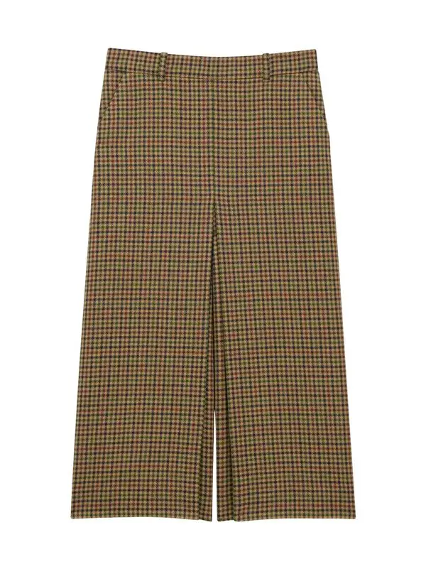 Saint Laurent Wool Patterned Cropped Pants - Multicolor