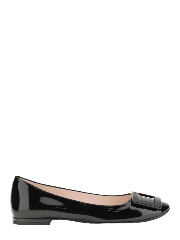 ROGER VIVIER Gommettine Leather Ballerinas With Resin Buckle - Black