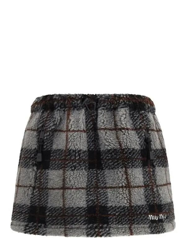 Miu Miu Plaid Fleece Skirt - Gray