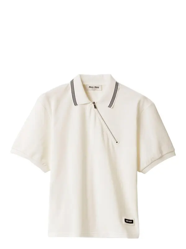 Miu Miu Zip-up Polo Shirt - White