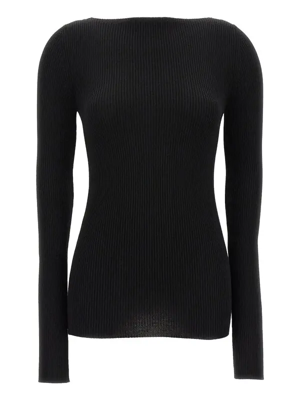 Rick Owens Al Top' Ribbed Wool Sweater - Black