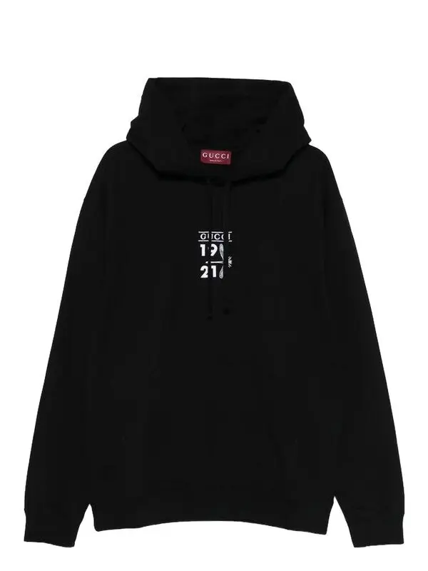 Gucci Graphic Print Cotton Blend Hoodie - Black