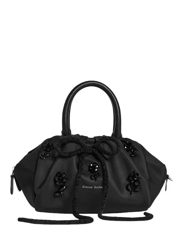 Simone Rocha Embroidered Flower Detail Top Handle Bag - Black