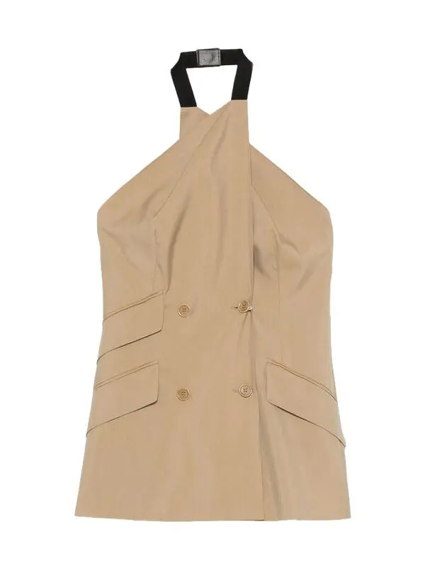 Max Mara Halterneck Double-breasted Waistcoat - Cream