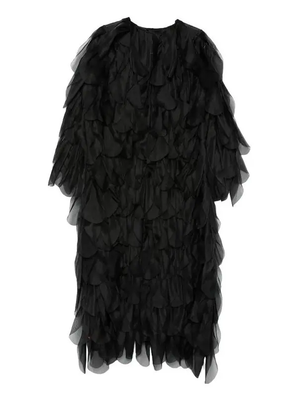 Max Mara Silk Ruffled Cape - Black