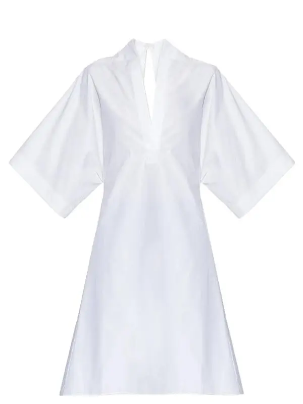 Jacquemus Cotton Open Back V-neck Day Dress - White